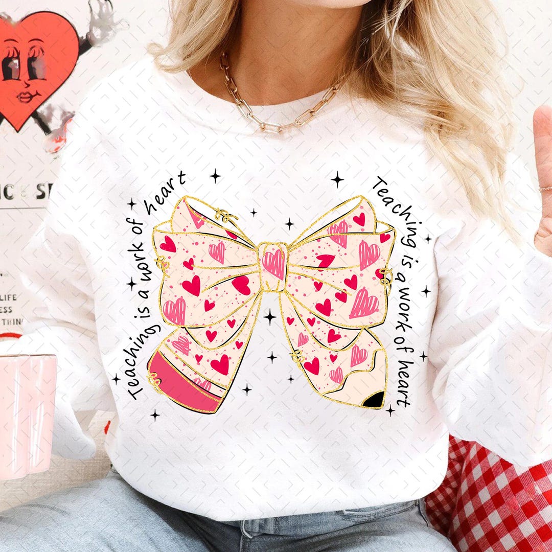 Teacher Valentine Coquette Bow Pencil Png, Glitter Valentine Teacher ...