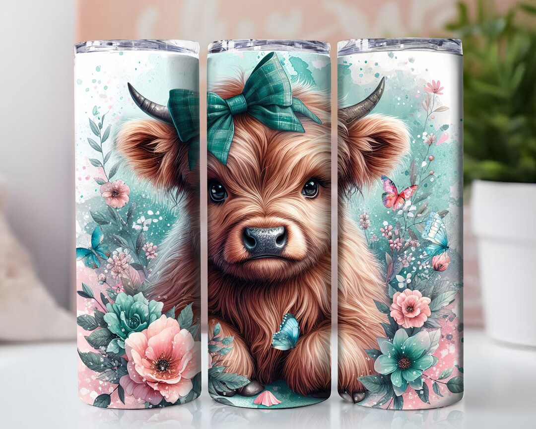 Seamless Highland Cow Tumbler Wrap, 20oz Skinny Sublimation Tumbler ...