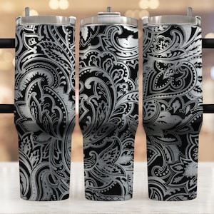 40oz Tumbler Motif Floral Paisley Tumbler Wrap Laser SVG, Full Wrap ...