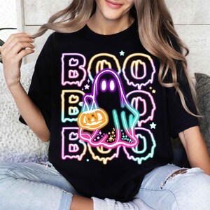 Cute Colorful Neon Boo Ghost Png, Halloween Boo Bow Png, Neon Halloween ...