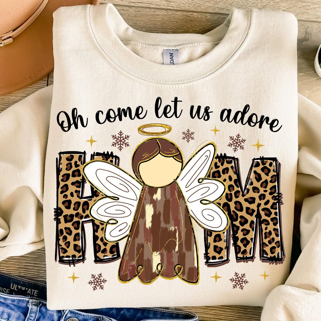Oh Come Let Us Adore Him Png, Angel Christmas Png, Colorful Brushstroke ...