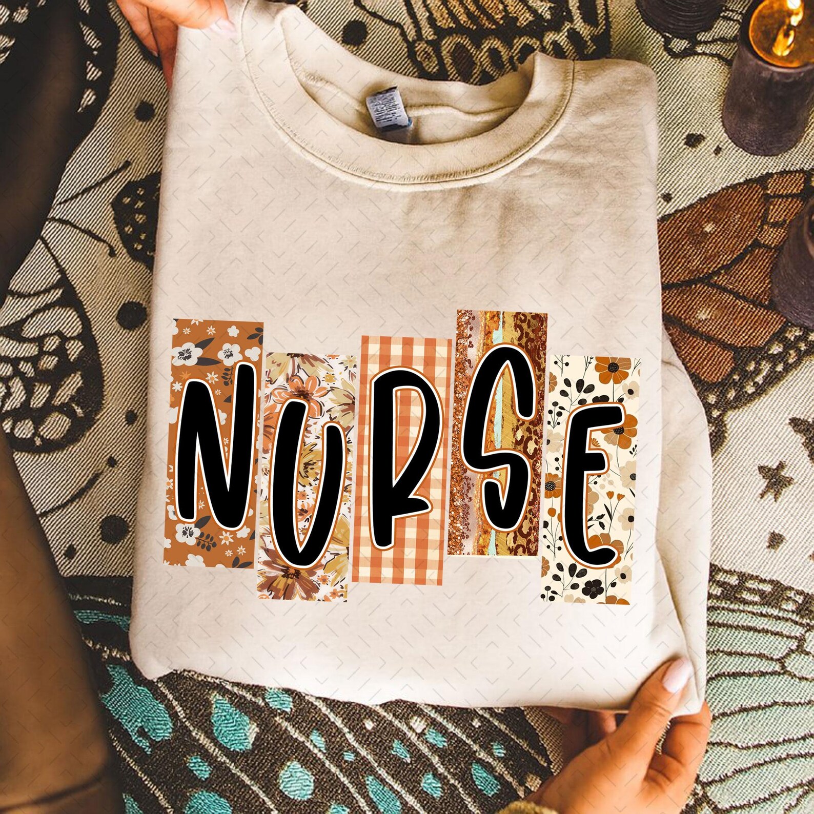 Preppy Floral Fall Nurse Bundle Png, Fall Nurse Lace Png, Ditsy Floral ...