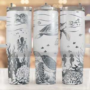Sea Turtle Laser Engraved Full Wrap Design for 40oz Tumbler, Turtle SVG ...