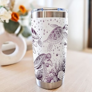 Turtle Tumbler Wrap Laser Svg, 20oz Laser Engraved Baby Turtle Tumbler ...