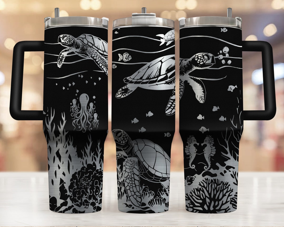 Sea Turtle Laser Engraved Full Wrap Design for 40oz Tumbler, Turtle SVG ...