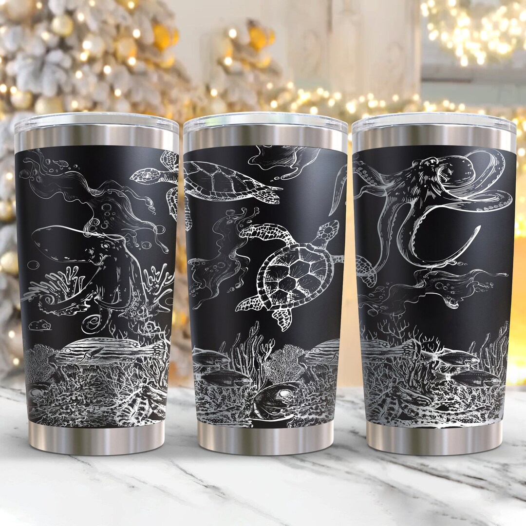 Octopus & Turtles Laser Engraved Full Wrap Design for 20oz Tumbler ...