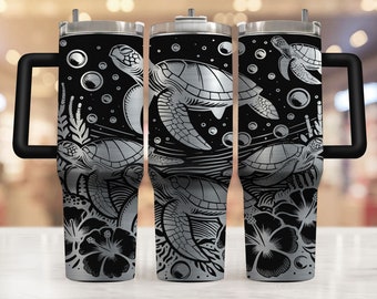 Turtle Tumbler Wrap Laser Svg, 40oz Laser Engraved Sea Baby Turtle ...