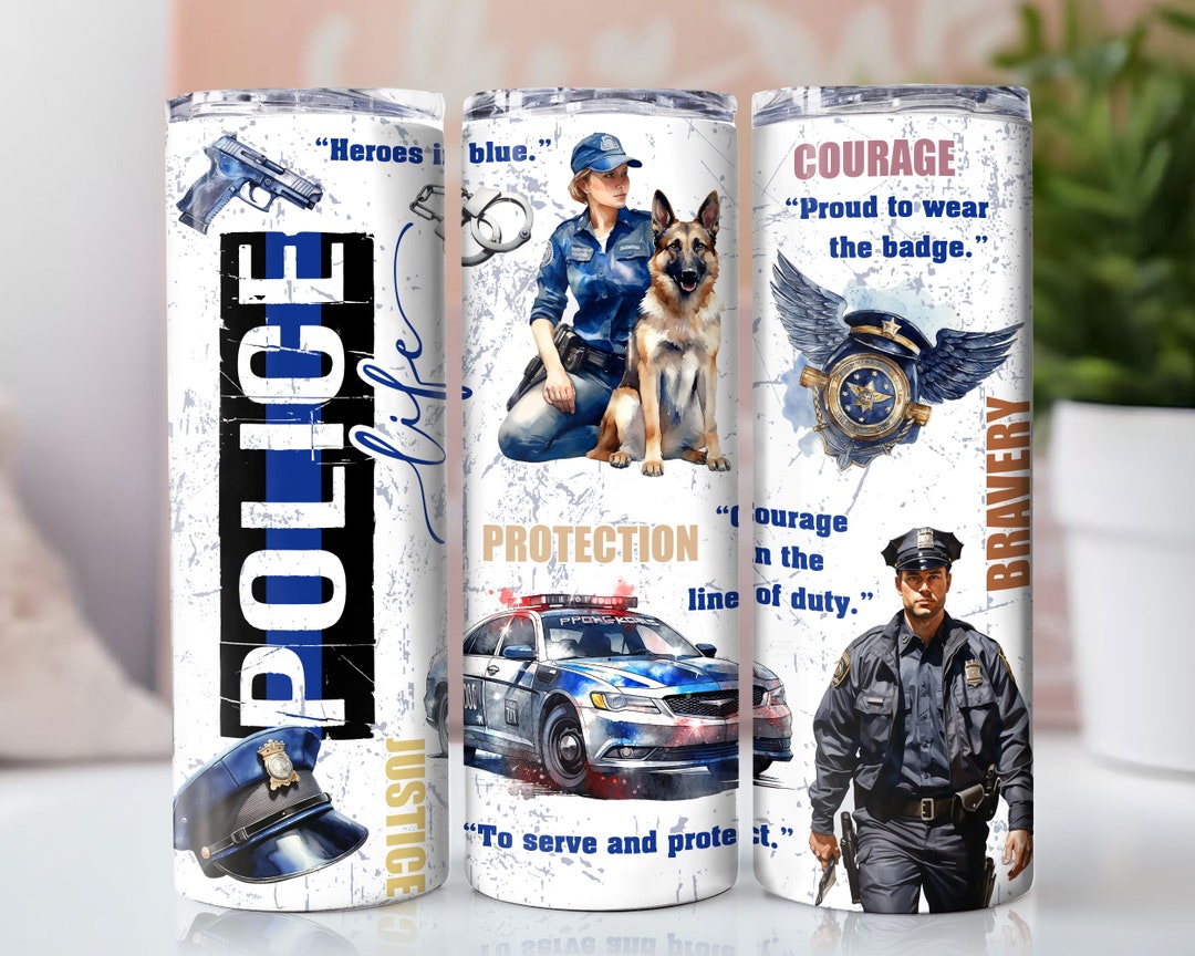 Police Life 20oz Skinny Tumbler Sublimation Designs Police Tumbler Png ...