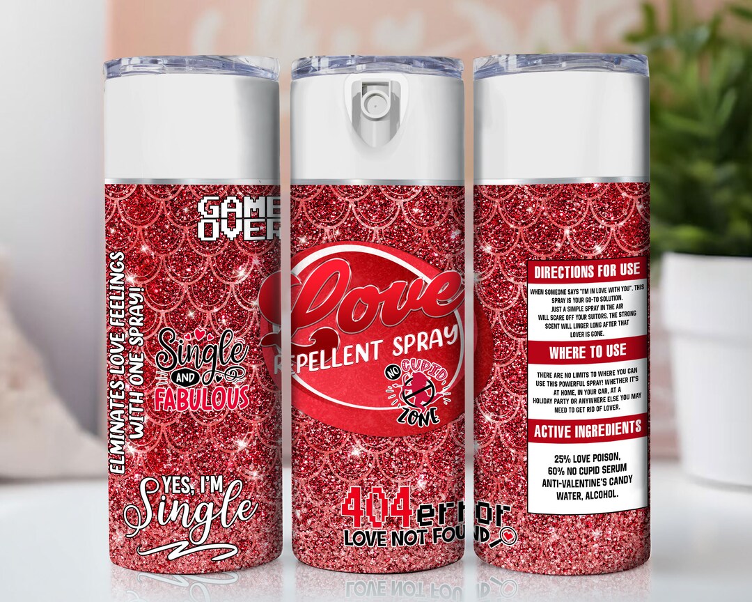 Glitter Love Repellent 20oz Skinny Funny Valentines Tumbler - Etsy
