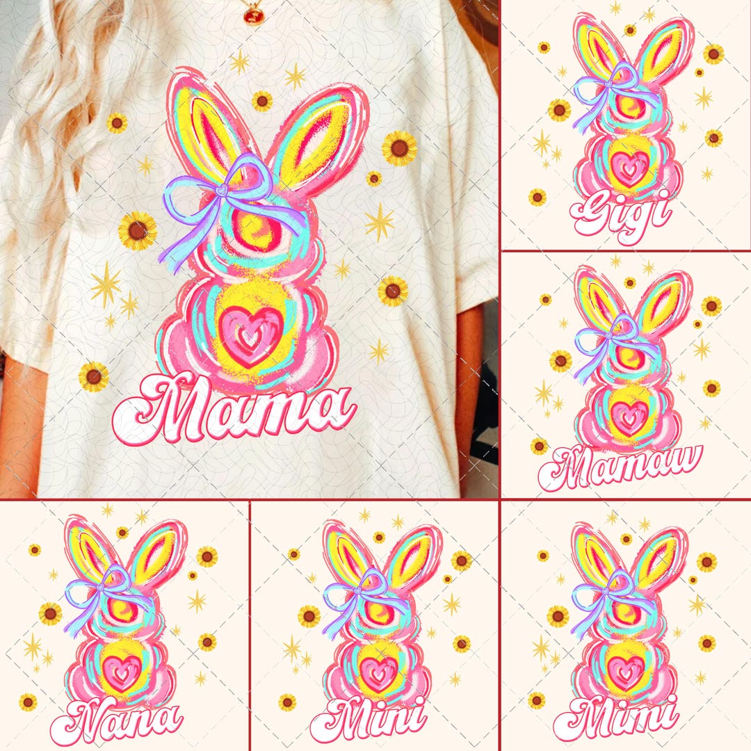 Colorful Easter Bunny Mama Easter Bundle Png, Nana Mimi Gigi Easter Png ...