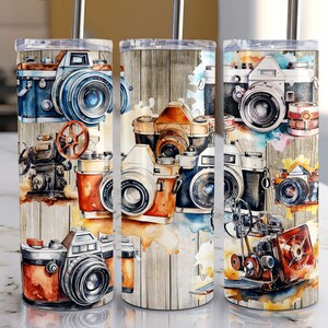 Photography Photographer Tumbler Wrap, Camera 20 Oz Skinny Sublimation ...