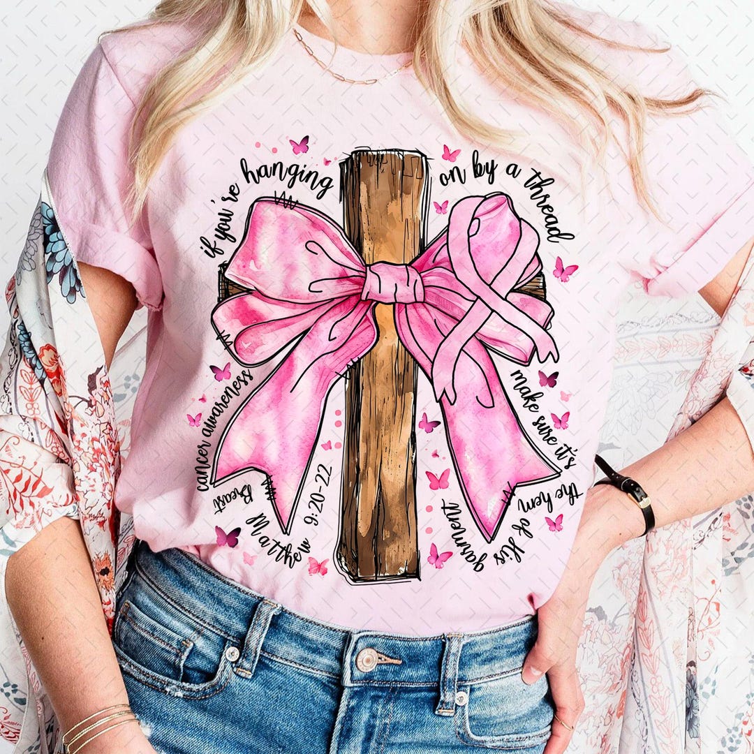 Jesus Pink Bow Cross Breast Cancer, Breast Cancer Awareness Shirt ...