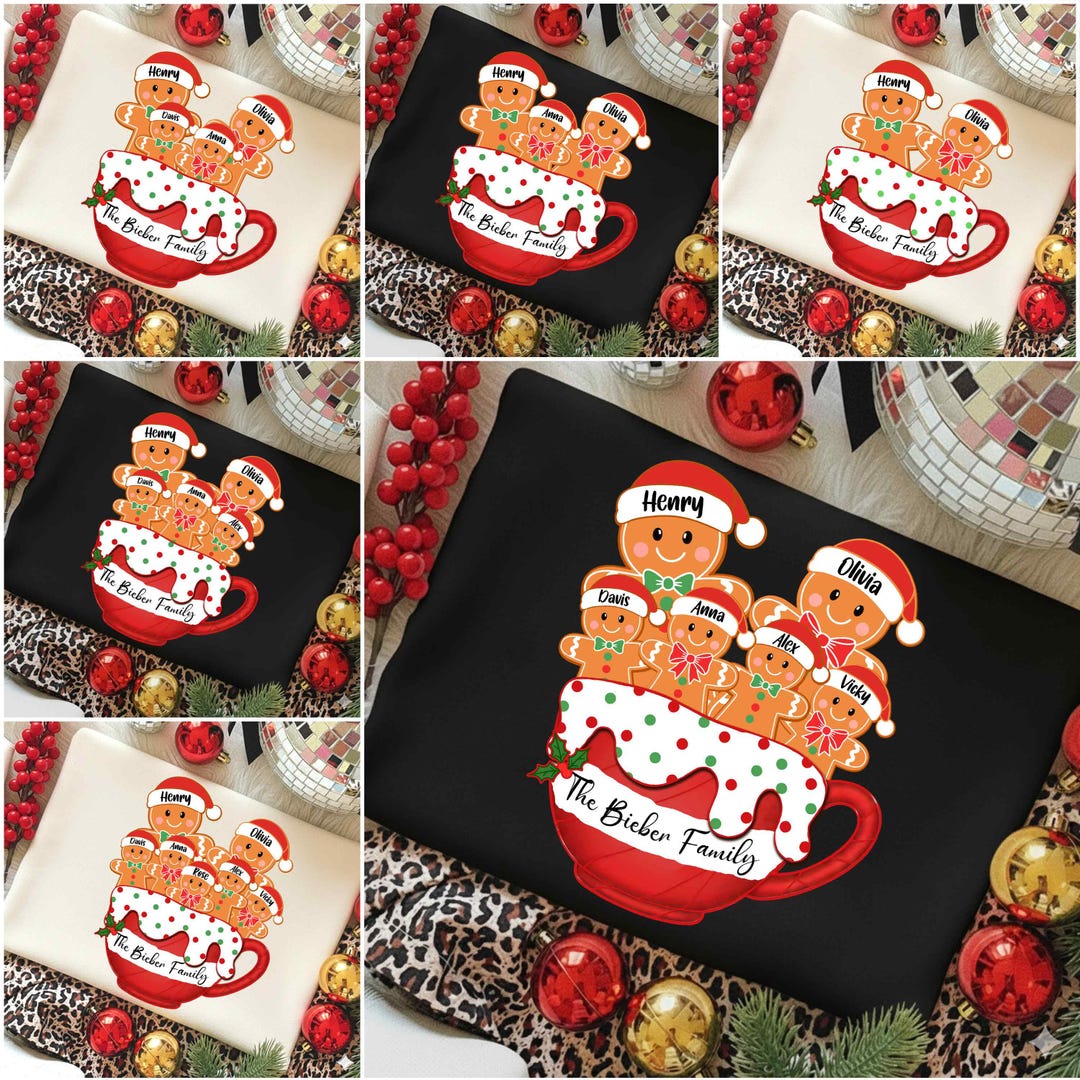 Custom Gingerbread Family Christmas PNG, Personalized Xmas Crew 2025 ...