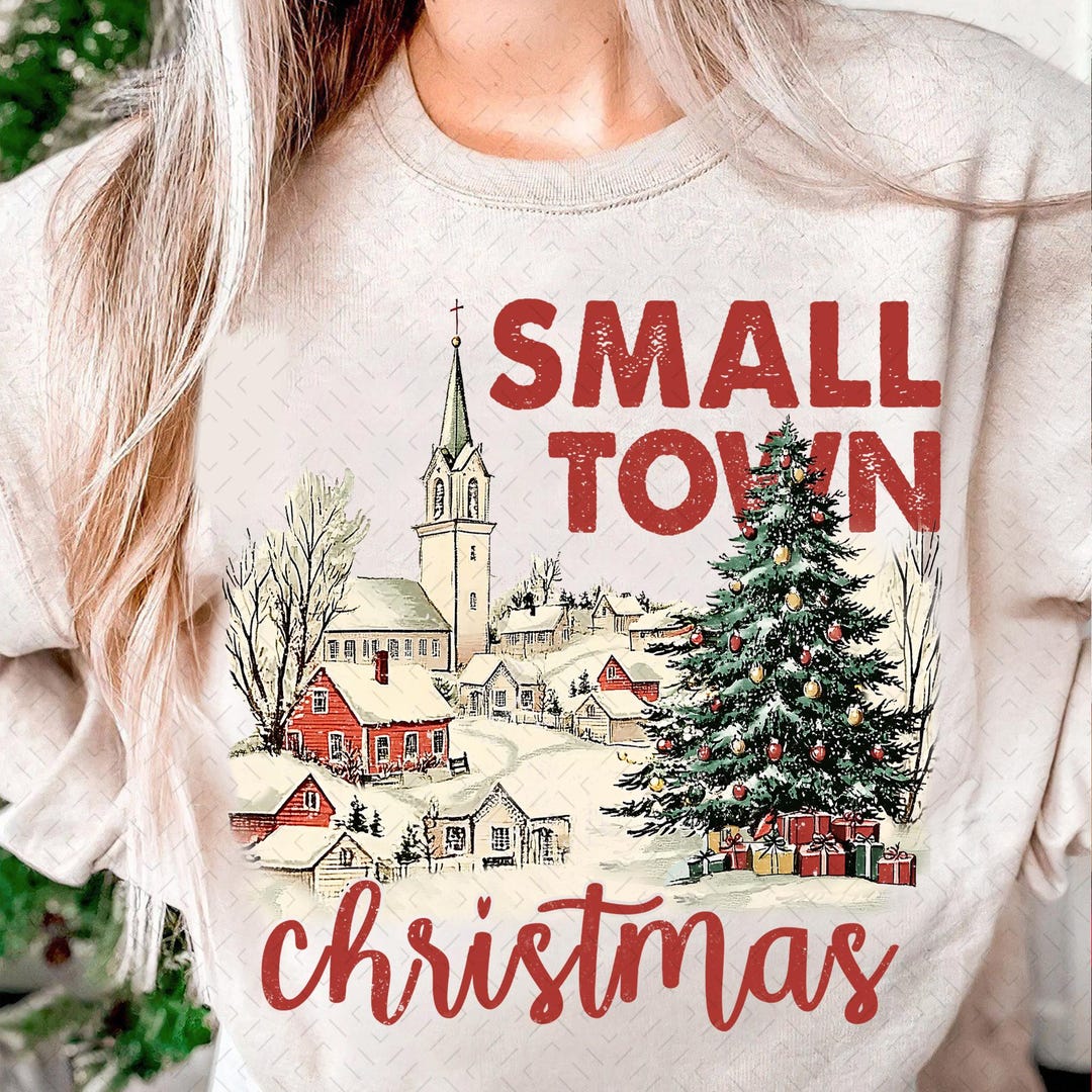 Retro Christmas Design Png, Small Town Christmas Png, DTG Printing ...