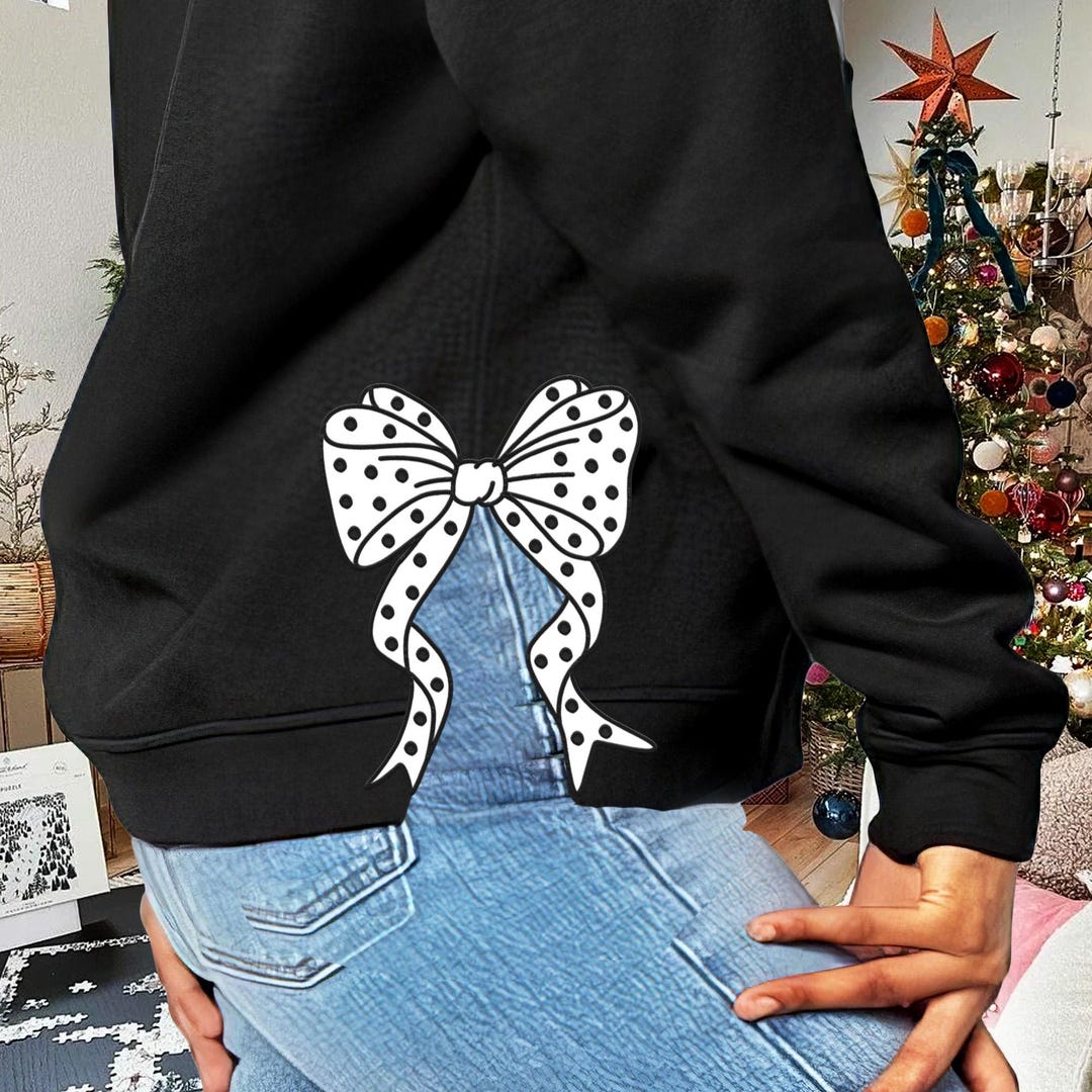 Side Bow Sweatshirt Embroidery Design, Dalmantian Dots Bow, Christmas ...