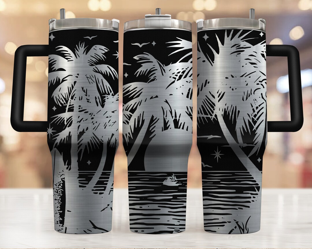 Beach Laser Engraved Full Wrap Design for 40oz Tumbler, Beach SVG Laser ...