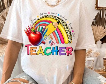 Teacher Rainbow Pencil Png, Teach Love Inspire Png, Teacher ...