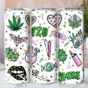 Weed Tumbler Wrap, Smoker Girl 20oz Skinny Tumbler Weed Design, Pink ...