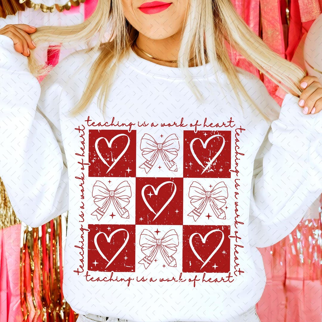 Retro Checkered Teacher Valentine's Png, Teach Teaching is a Work of ...