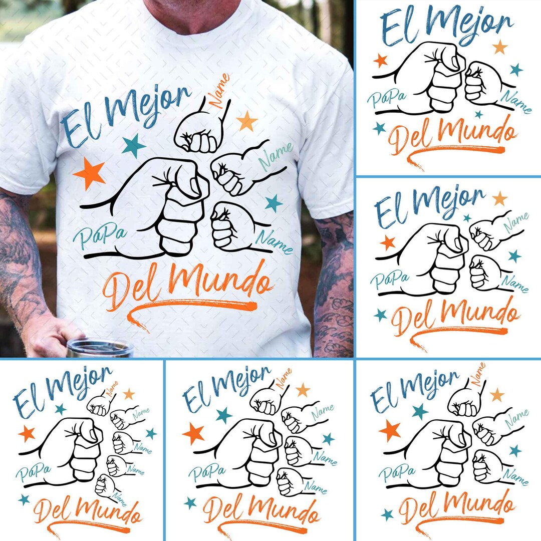 Personalized El Mejor Papa Del Mundo Fist Bump Bundle Png, Vintage ...