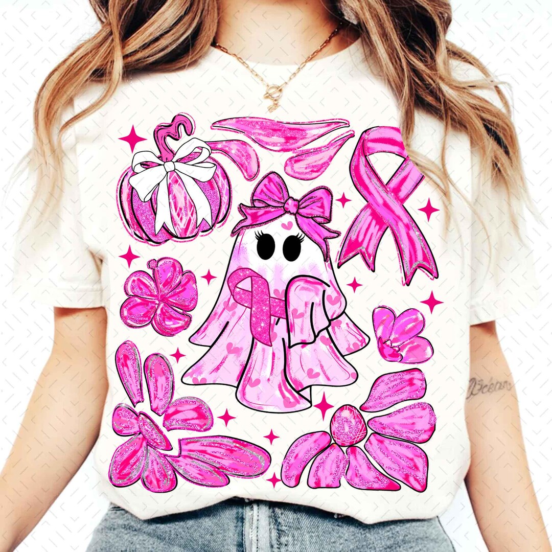 Breast Cancer Ghost Coquette Png, Preppy Breast Cancer Png, Halloween ...