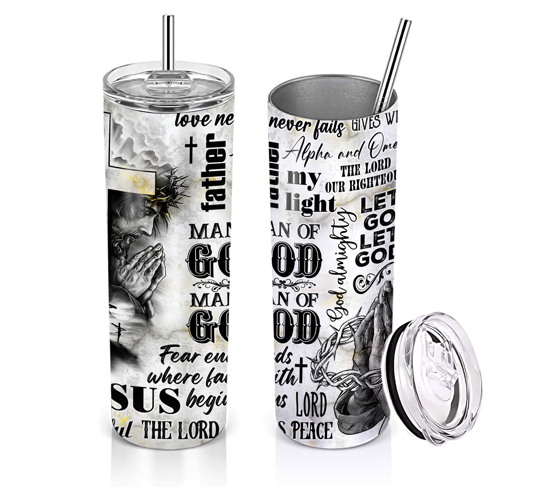 Christian Man of God 20 Oz Skinny Tumbler Sublimation Png File, Bible ...