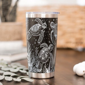 Turtle Tumbler Wrap Laser Svg, 20oz Laser Engraved Baby Turtle Tumbler ...