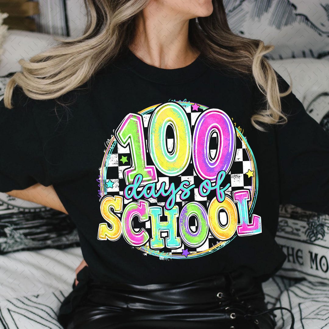 Retro Checkered 100 Days of School PNG, Colorful 100 Days of School Png ...