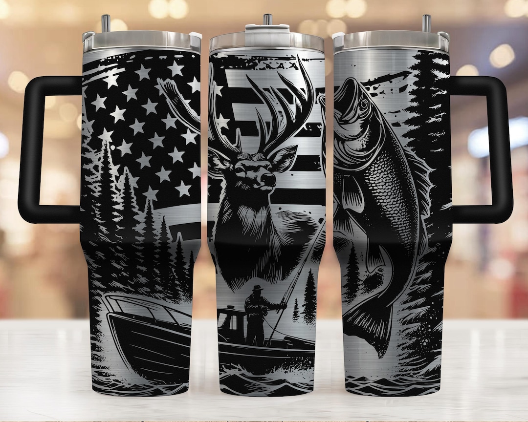 Fishing Tumbler Wrap Laser File Svg USA Flag 40oz Laser Engraved ...