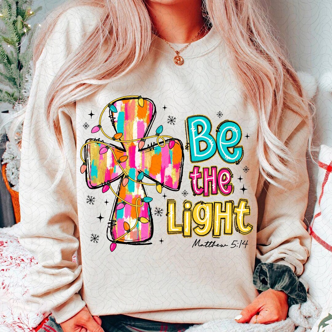 Colorful Glitter Christmas Jesus Cross Png, Be the Light Png, Jesus is ...