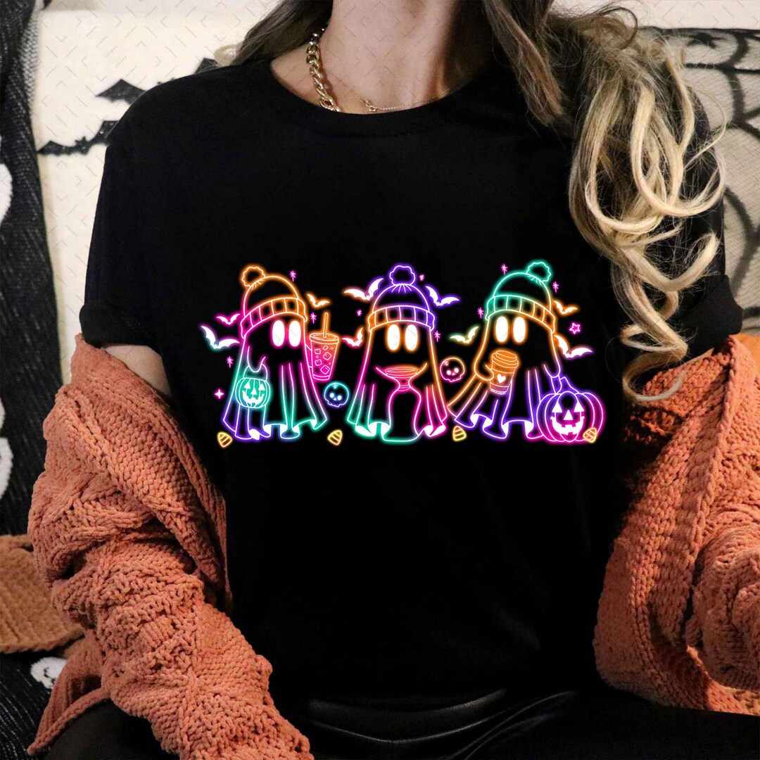 Cute Colorful Neon Boo Ghost Png, Halloween Boo Bow Png, Neon Halloween ...