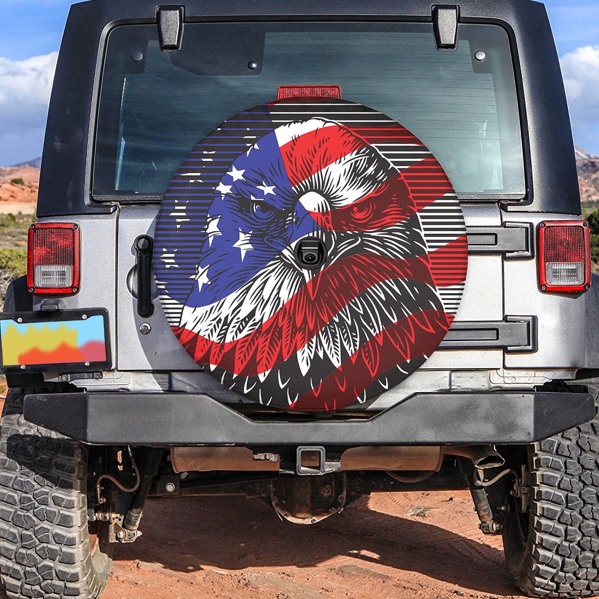 Eagle Head Spare Tire Cover, American Flag Tire Cover, Patriotic Wheel ...