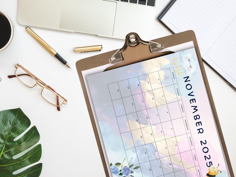 2025 Calendar Printable, Monthly Calendar, Cute Printable Calendar ...