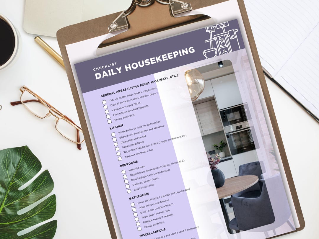 Daily Housekeeping Checklist, Housekeeping Log, Housekeeping Planner ...