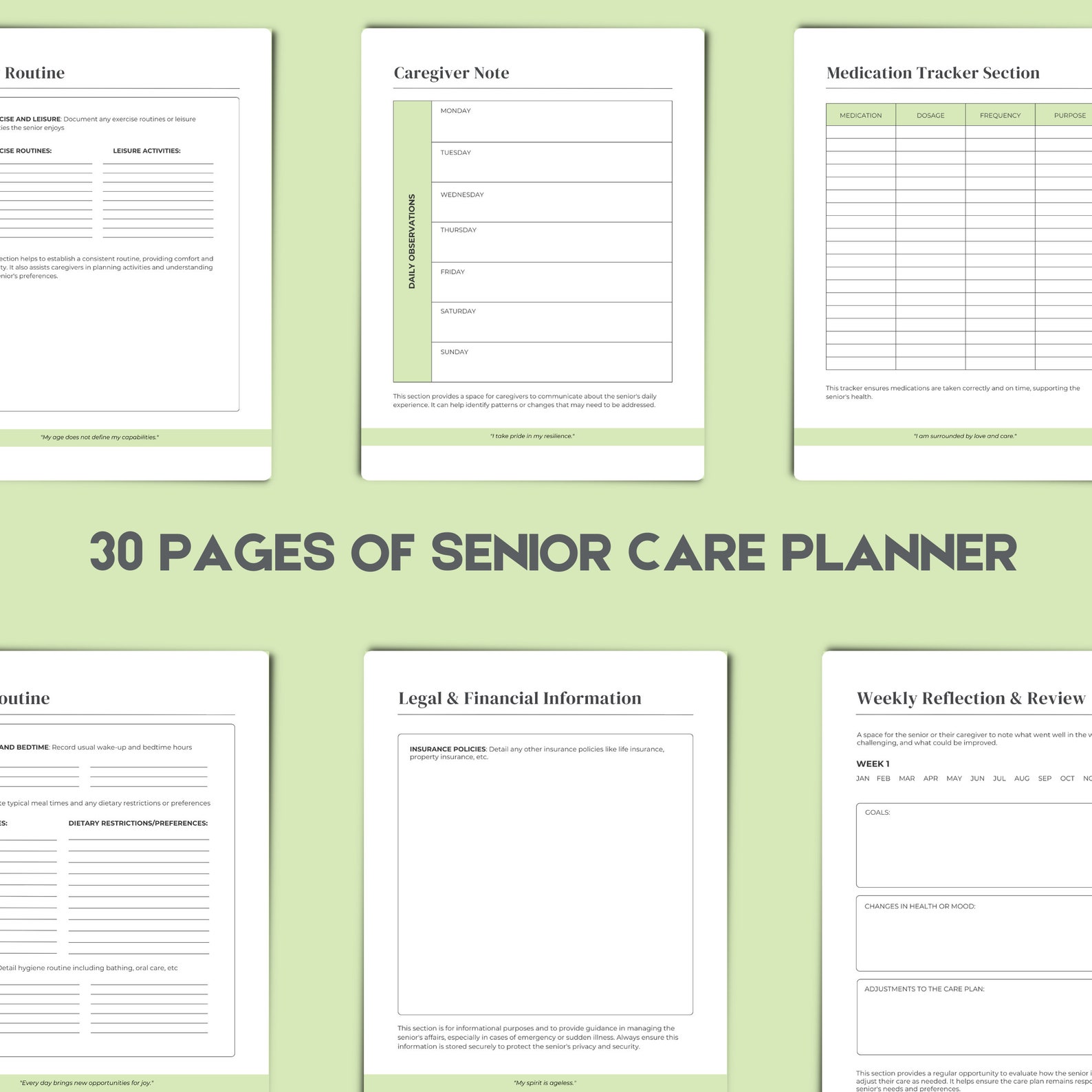 Printable Elder Care Planner, Comprehensive Daily & Weekly Schedule ...
