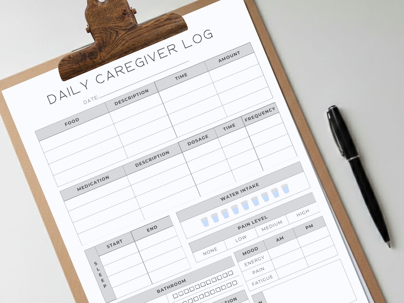 Editable Caregiver Log Template: Daily Tracker (canva Template) - Etsy