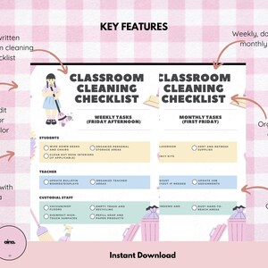 EDITABLE Classroom Cleaning Checklist, Cleaning Schedule, Daily ...