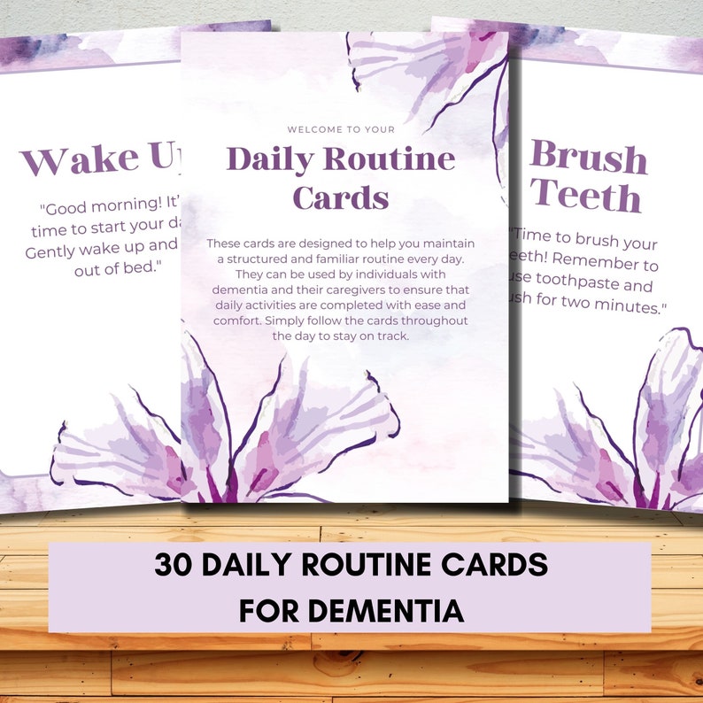 30 Daily Routine Cards for Dementia, Printable Daily Routine Cards, 8 ...