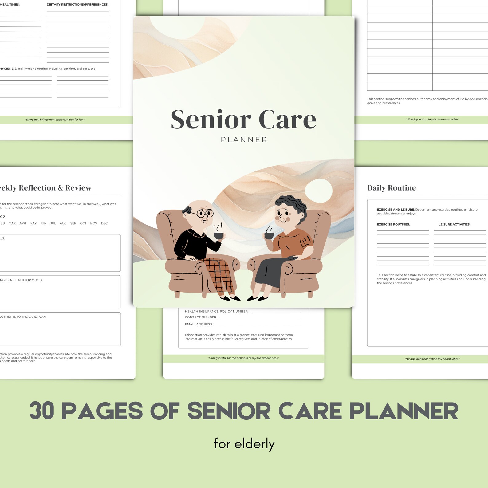 Printable Elder Care Planner, Comprehensive Daily & Weekly Schedule ...