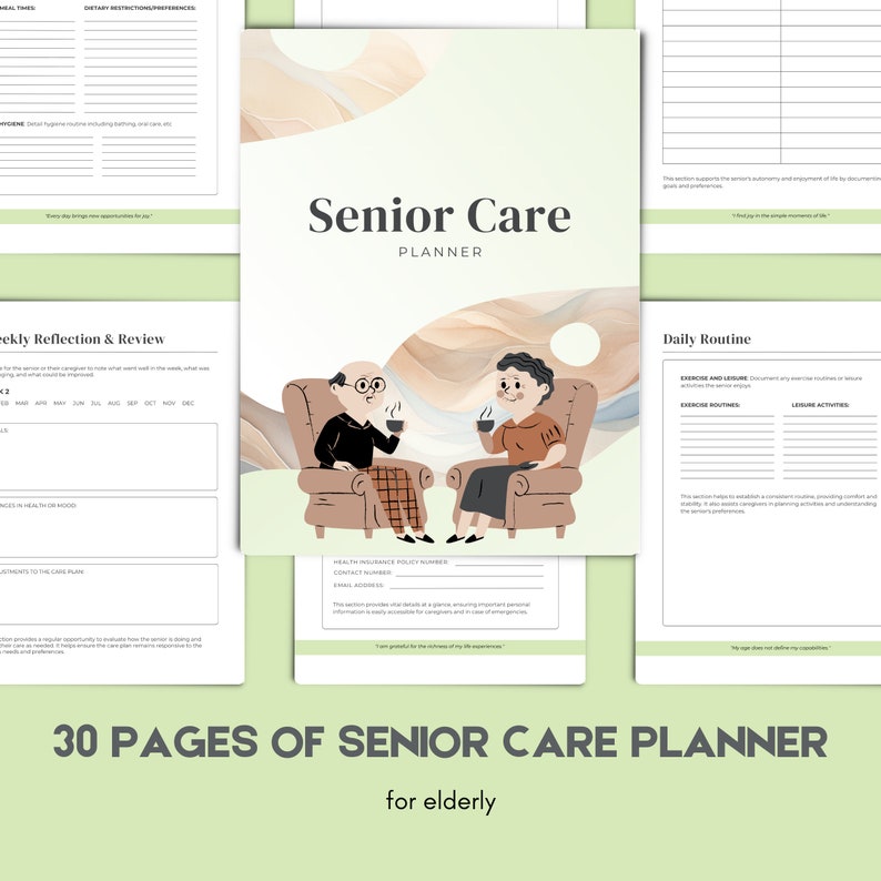 Printable Elder Care Planner, Comprehensive Daily & Weekly Schedule ...