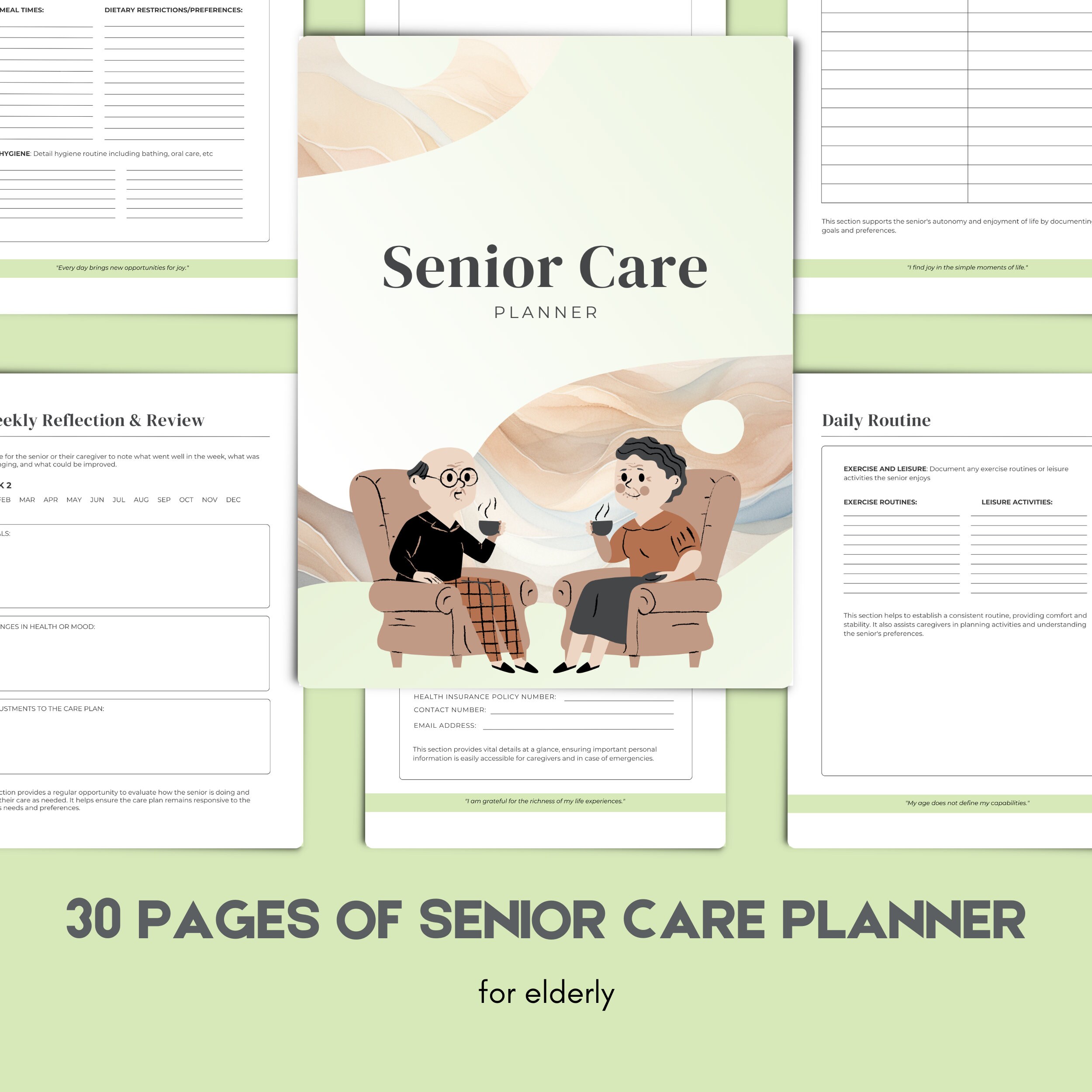 Printable Elder Care Planner, Comprehensive Daily & Weekly Schedule ...