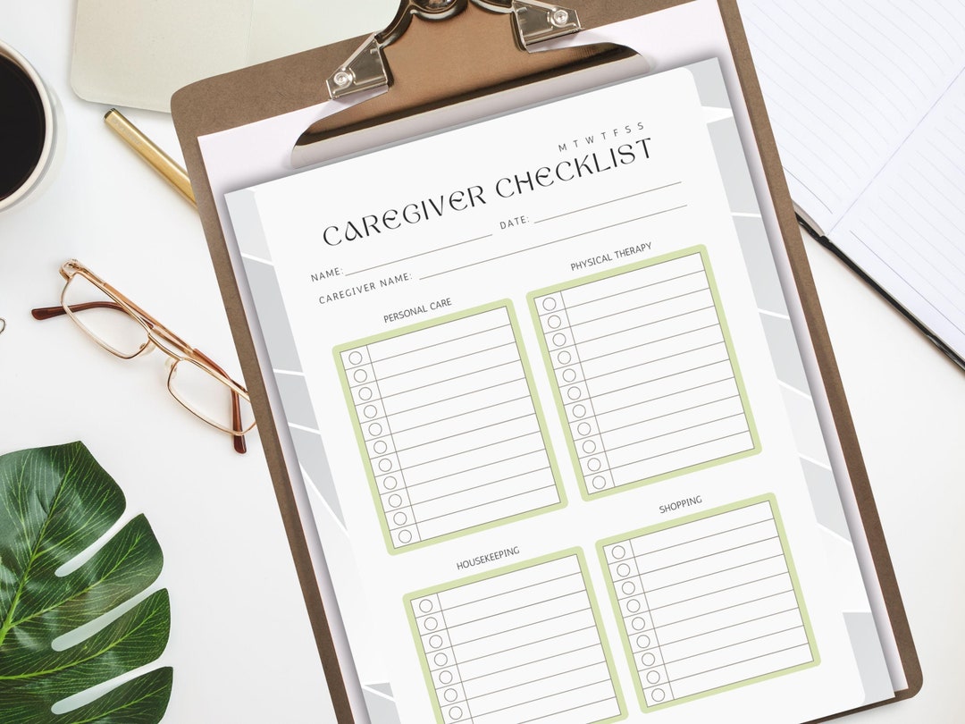 Printable Caregiver Checklist, Daily Caregiver Checklist, Caregiver ...