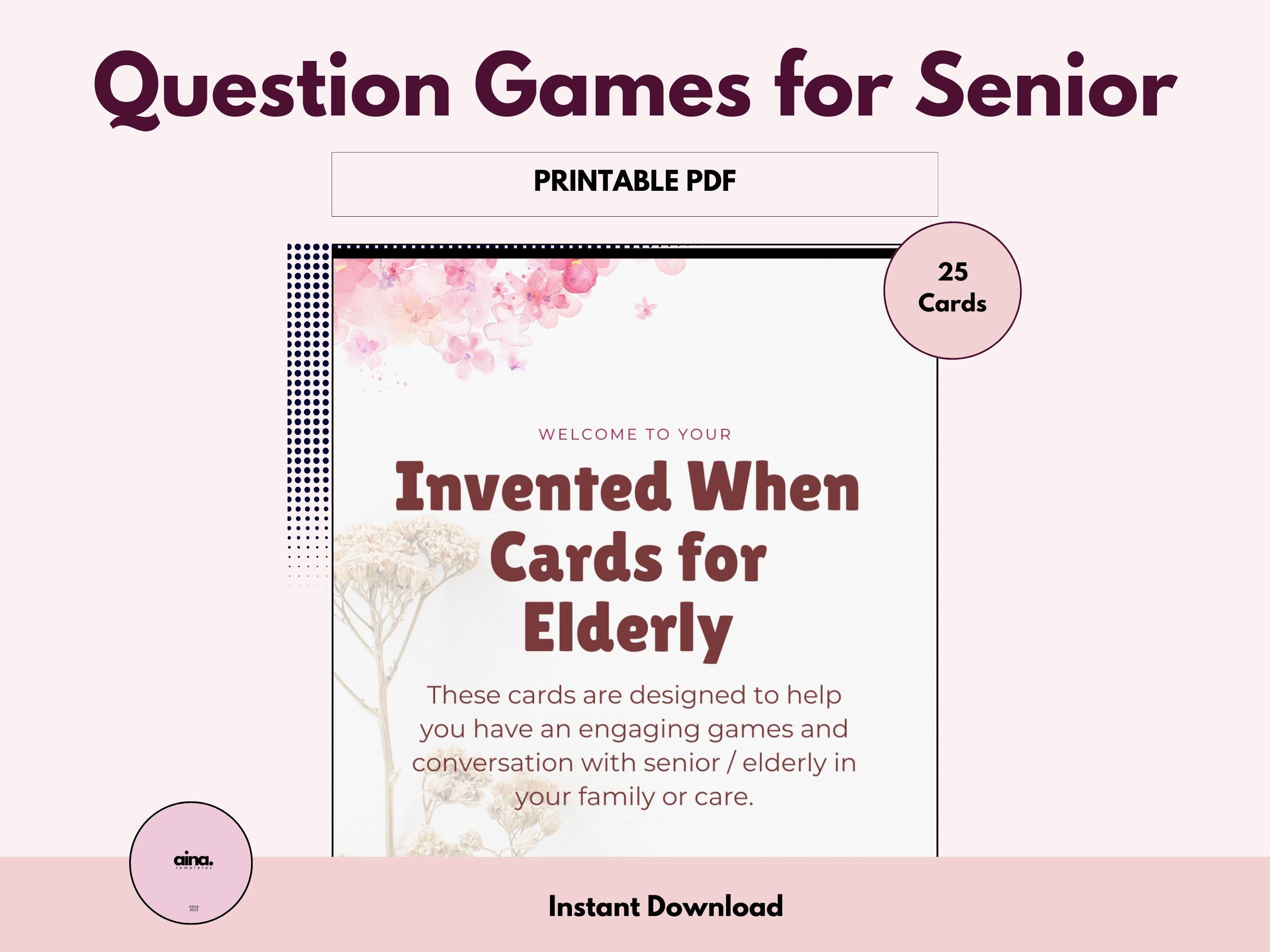 Invented When Cards Games for Elderly, Senior Citizen Games and Trivia ...