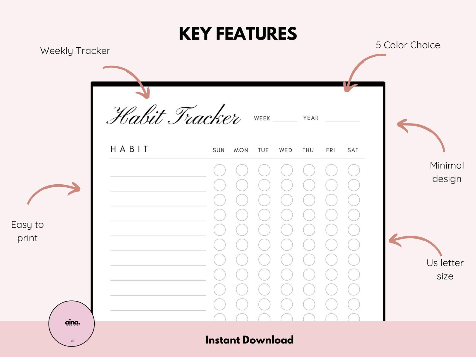 Weekly Habit Tracker, Printable Habit Tracker, Routine Tracker, 7 Day ...
