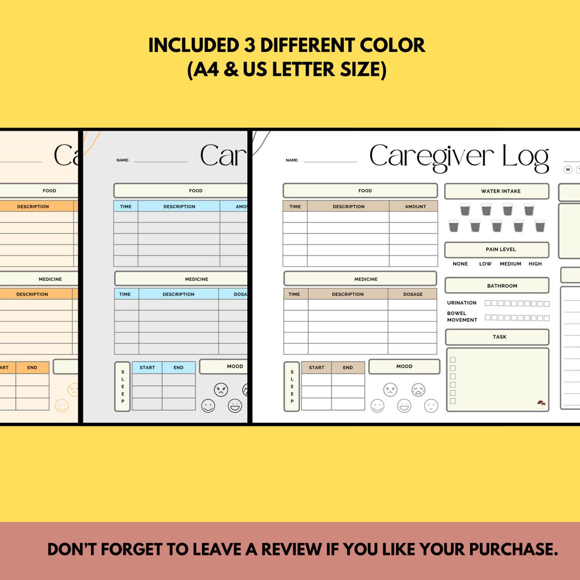 Printable Caregiver Log, Caregiver Checklist, Caregiver Gift, Elder ...