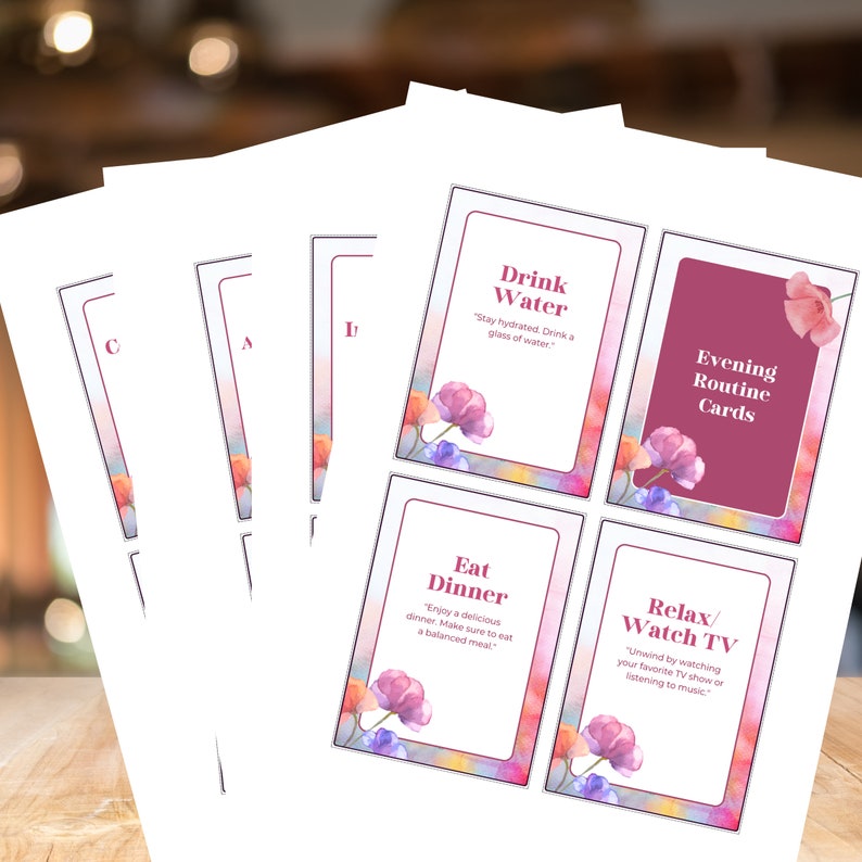 36 Pink Daily Routine Cards for Dementia, Printable Daily Routine Cards ...