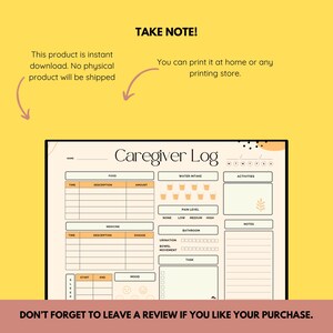 Printable Caregiver Log, Caregiver Checklist, Caregiver Gift, Elder ...