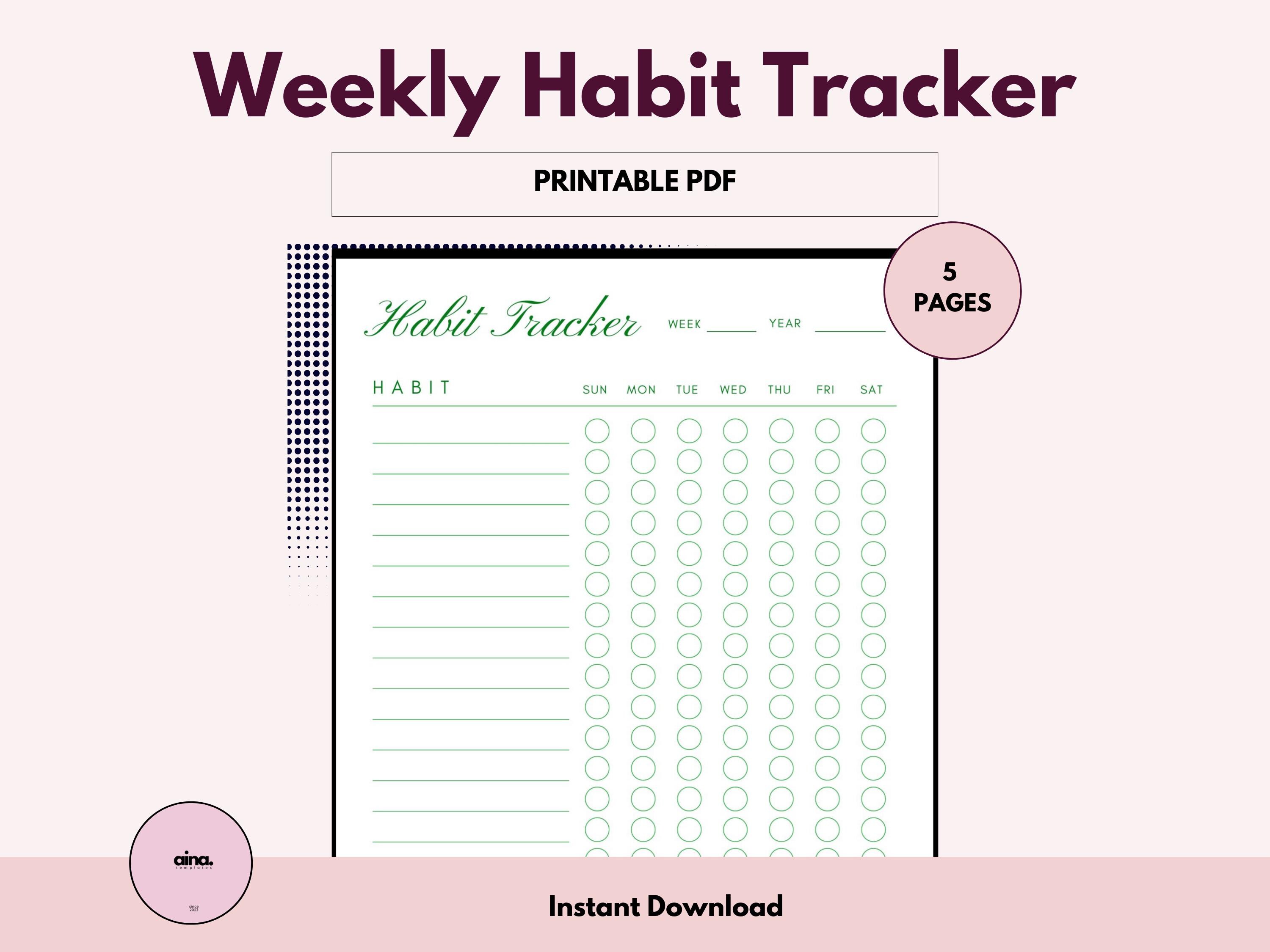 Weekly Habit Tracker, Printable Habit Tracker, Routine Tracker, 7 Day ...
