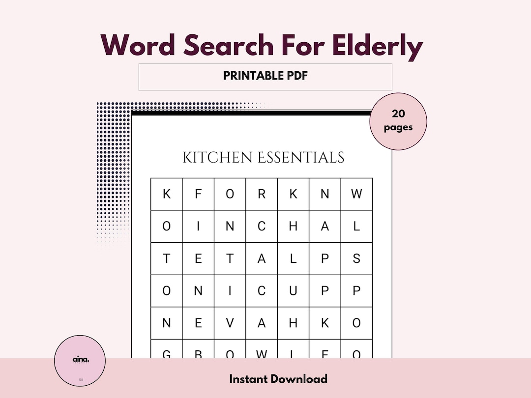 Large Print Senior Word Search Games for Elderly, Games for Seniors ...
