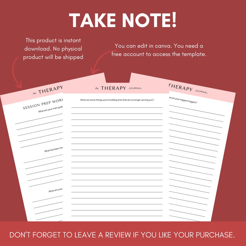 160 Pages Therapy Journal Canva Template, Inner Child Healing, Anxiety ...